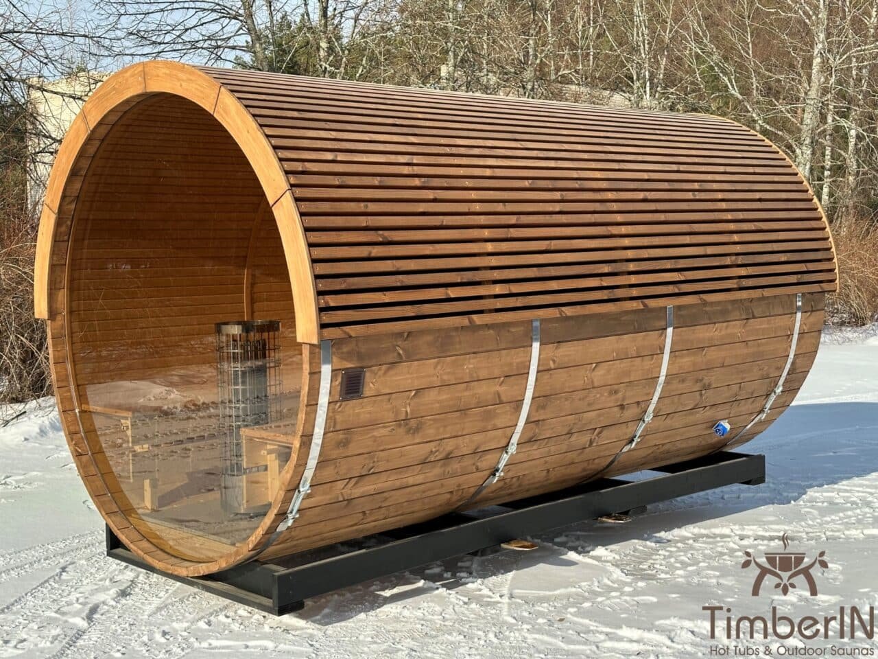 101 Fasssauna Saunafass Outdoor mit Holzofen im Garten